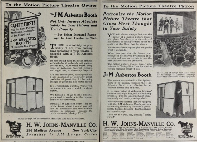 “You Probably Won’t Burn to Death at Our Theater” Asbestos Ad from 1914 ...