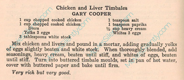 Cooking with the (Silent) Stars: Gary Cooper’s Chicken and Liver ...