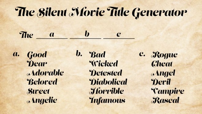 Generate Your Own Silent Movie Title! – Movies Silently