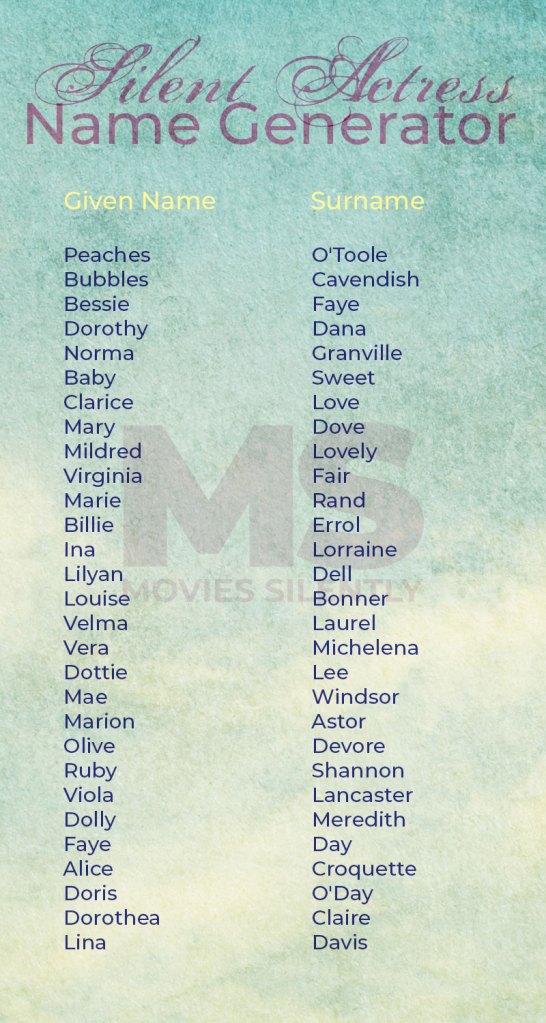 The Silent Actress Name Generator – Movies Silently
